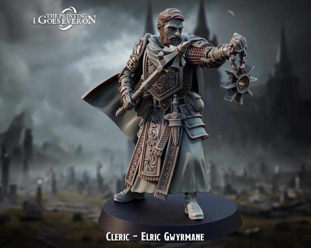 Human, Male, Cleric, Warrior, Fighter, Holy Symbol, Mace, Cloak, Chain ...