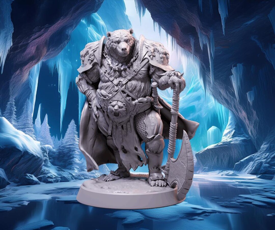 Werebear, Male, Fighter, Barbarian, Warrior, Bear, Epaulets, Giant Axe ...