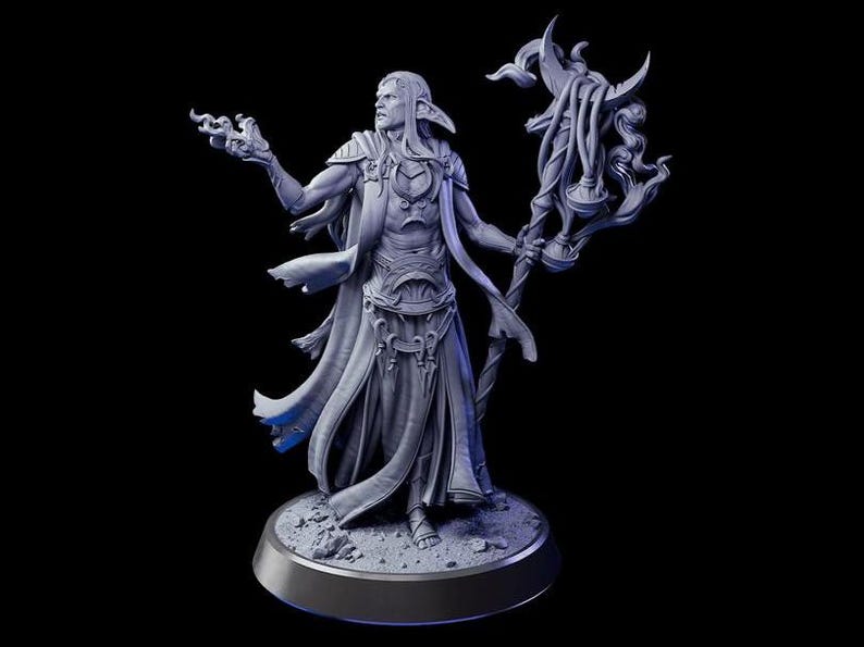 Drow Elf, Male, Sorcerer, Mage, Wizard, Bare-chested, Incense, Staff ...