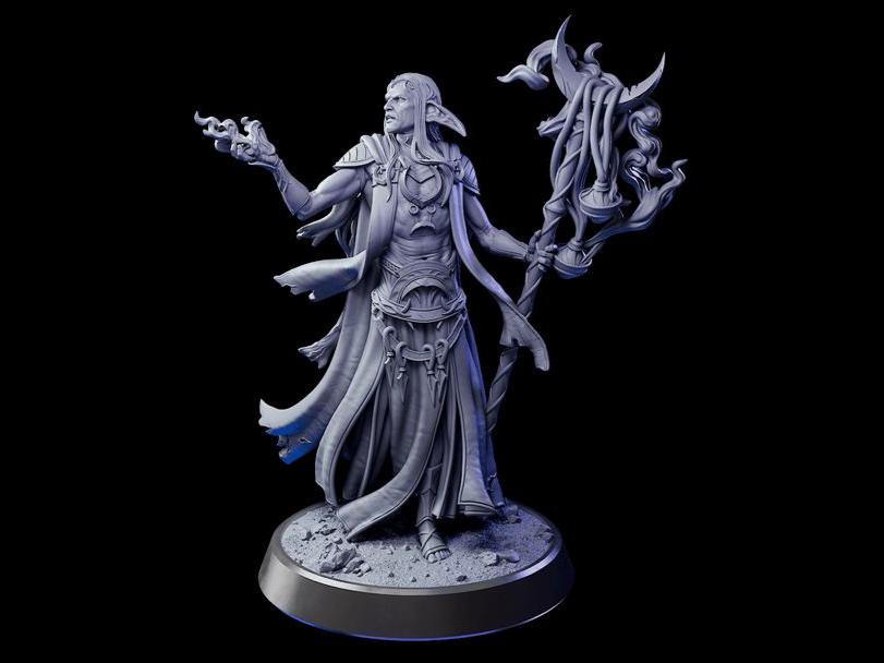 Drow Elf, Male, Sorcerer, Mage, Wizard, Bare-chested, Incense, Staff ...