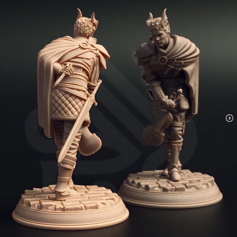 Male, Tiefling, Bard, Minstrel, Fiddler, Assassin, Rogue, Horns, Dagger ...