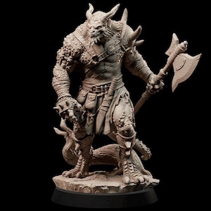 Dragonborn, Male, Fighter, Barbarian, Unarmored, Snarling, Wielding Axe ...