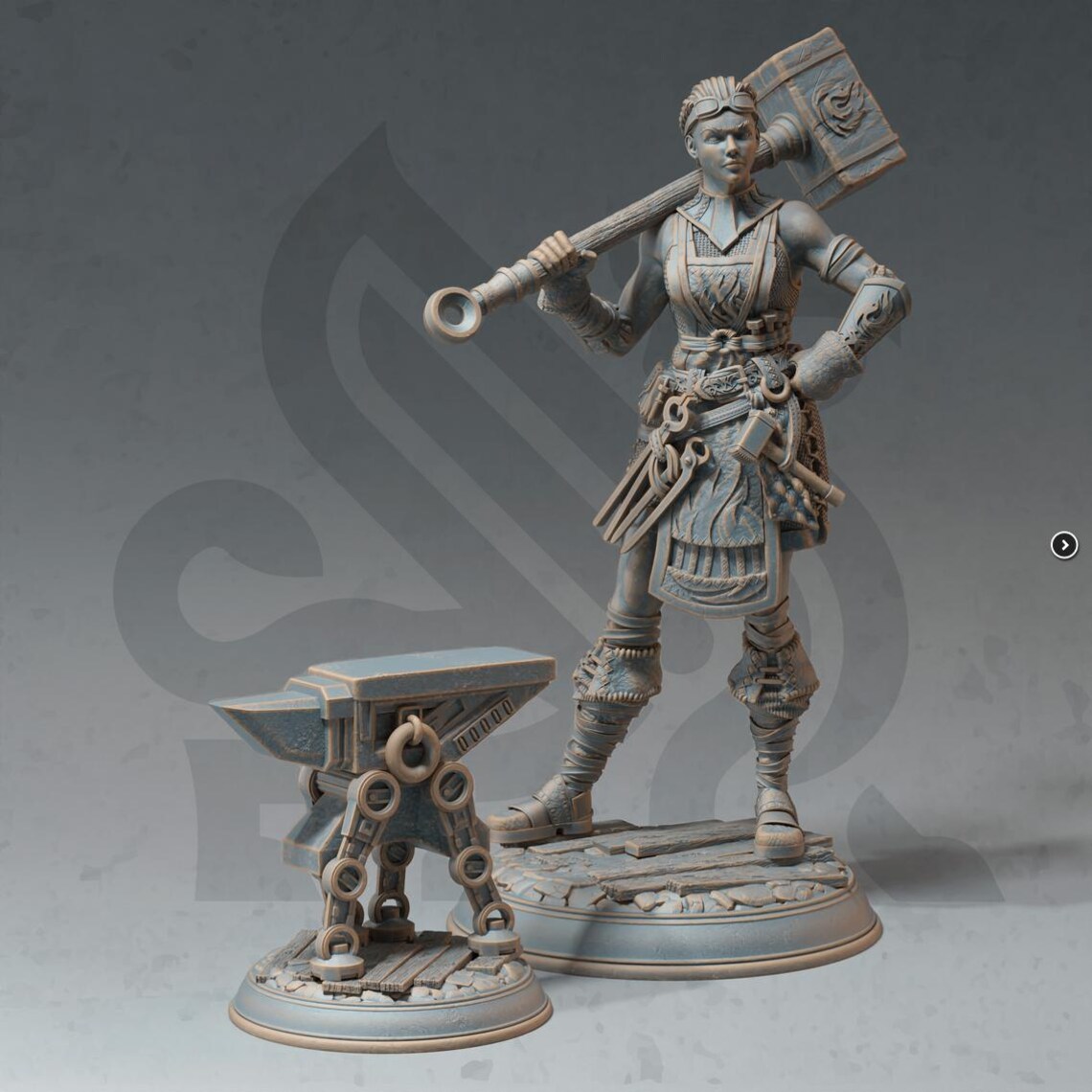 Human, Female, Artificer, Mage, Wizard, Smith, Hammer, Anvil ...