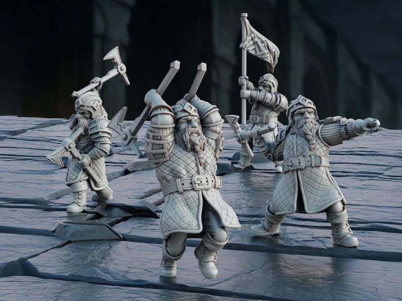 Male, Dwarf, Axe-thrower, Steelvein, Banner, Hand Axe, Cape, Helm ...