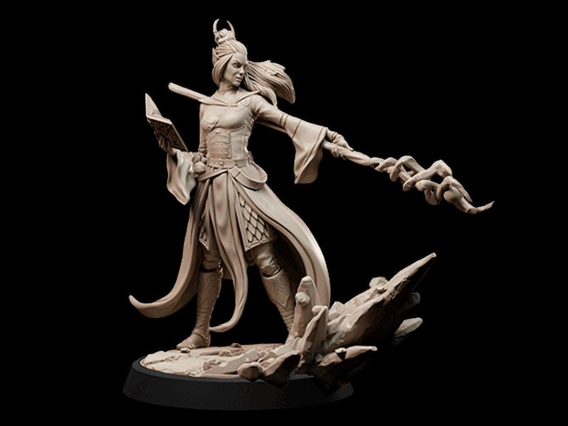 Elf, Female, Druid in Leather and Over-clothes, Earth Magic Staff in ...
