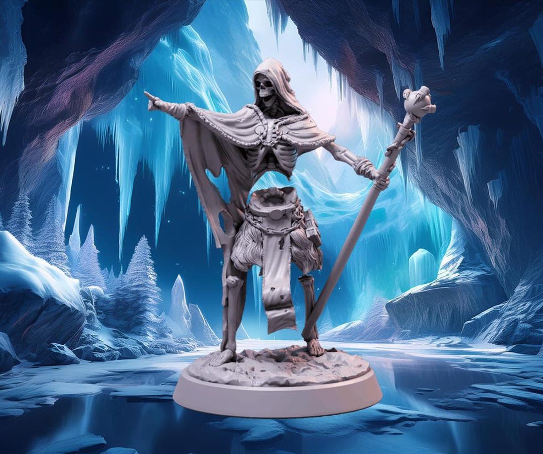 Skeleton, Undead, Lich, Mage, Wizard, Priest, Robes, Staff, Pointing ...