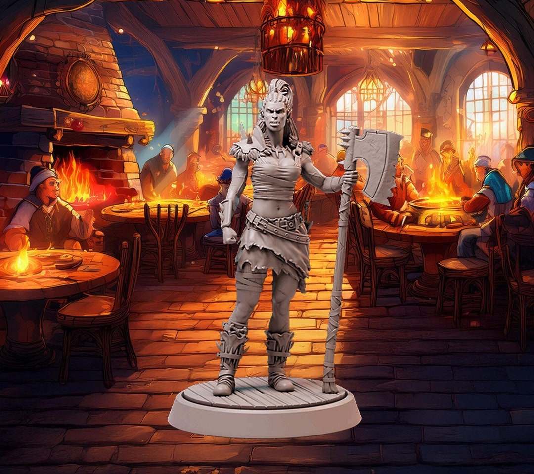 Half-orc, Female, Fighter/barbarian With Fur and Leather Armor, 2 ...