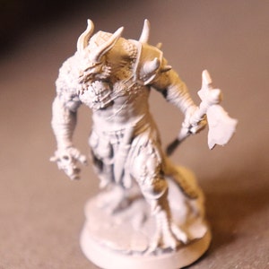 Dragonborn, Male, Fighter, Barbarian, Unarmored, Snarling, Wielding Axe ...