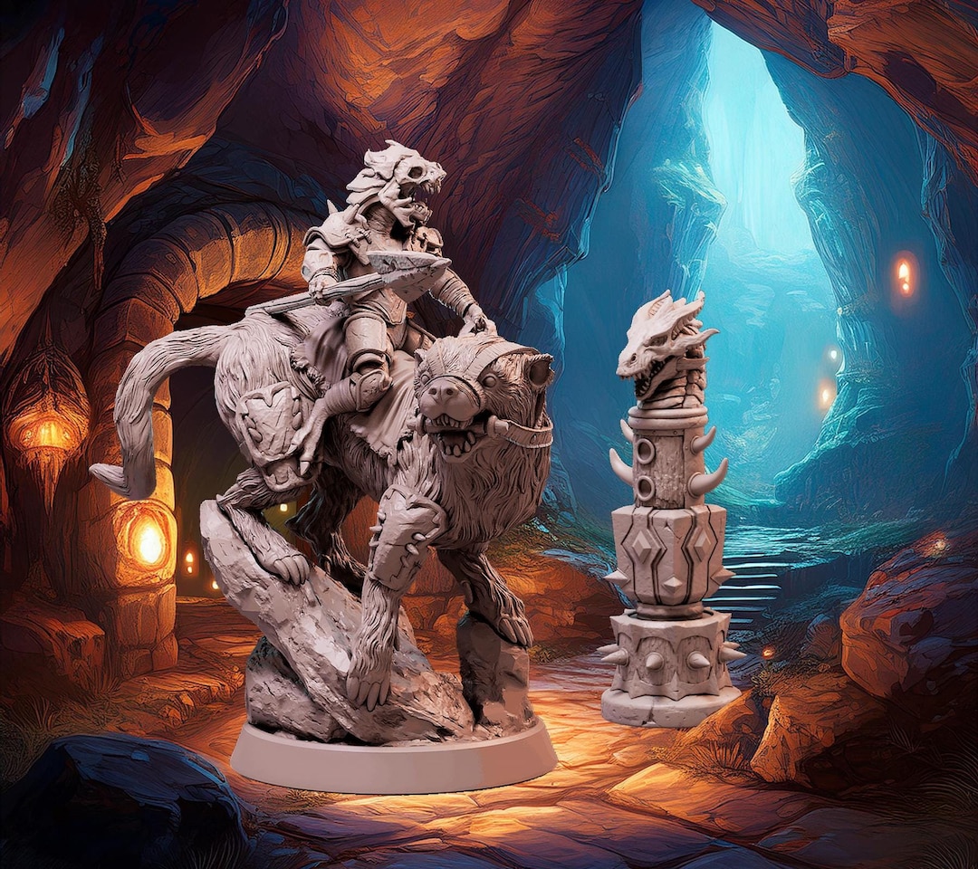 Kobold, Dire Weasel Rider, Weasel, Mounted, Saddle, Spear, Barding ...