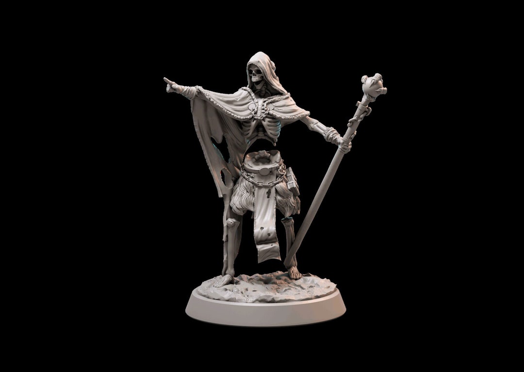 Skeleton, Undead, Lich, Mage, Wizard, Priest, Robes, Staff, Pointing ...