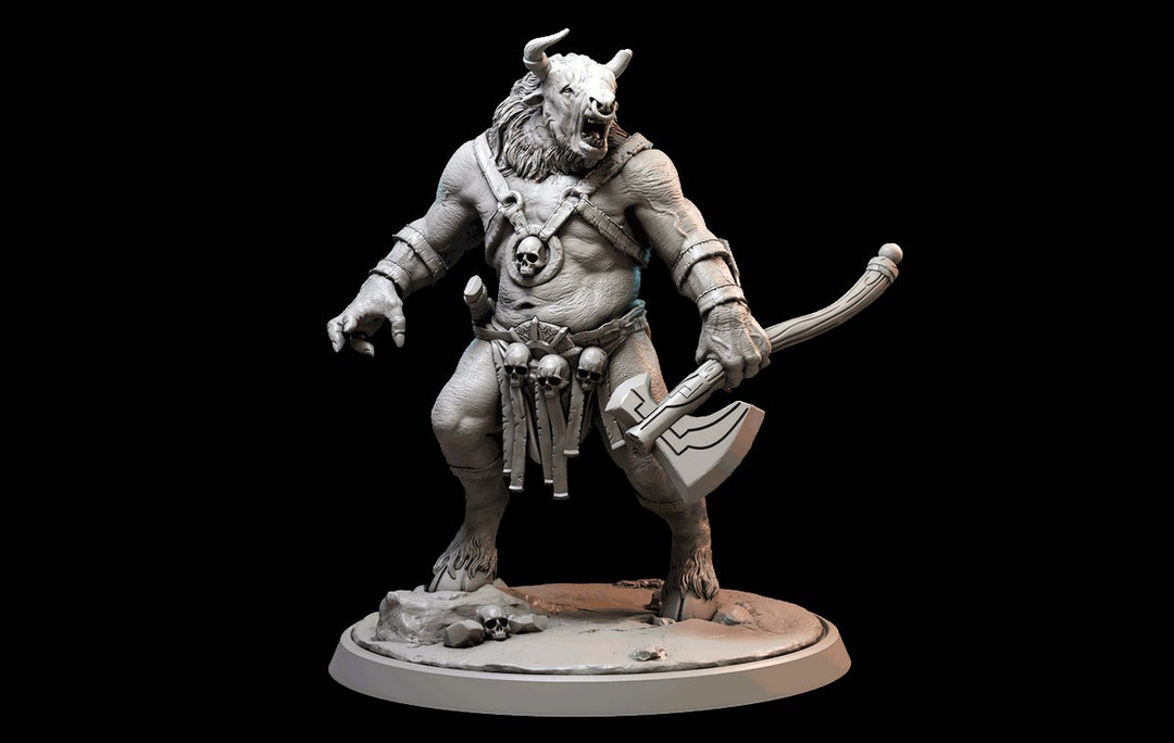 Minotaur, Male, Barbarian, Fighter, Ranger, War Axe, Roaring, Bull ...