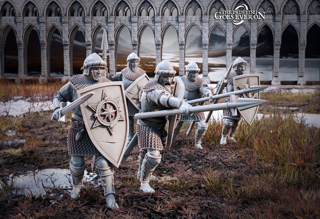 Male, Warrior, Guards, Helmet. Human, Spear, Sword, Shield, Paladin ...