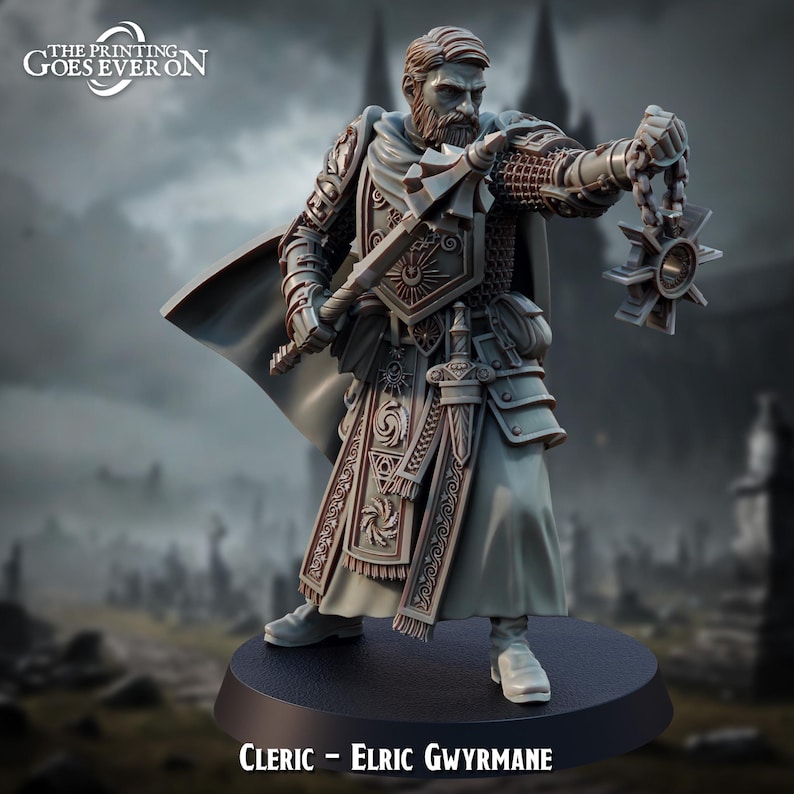 Human, Male, Cleric, Warrior, Fighter, Holy Symbol, Mace, Cloak, Chain ...