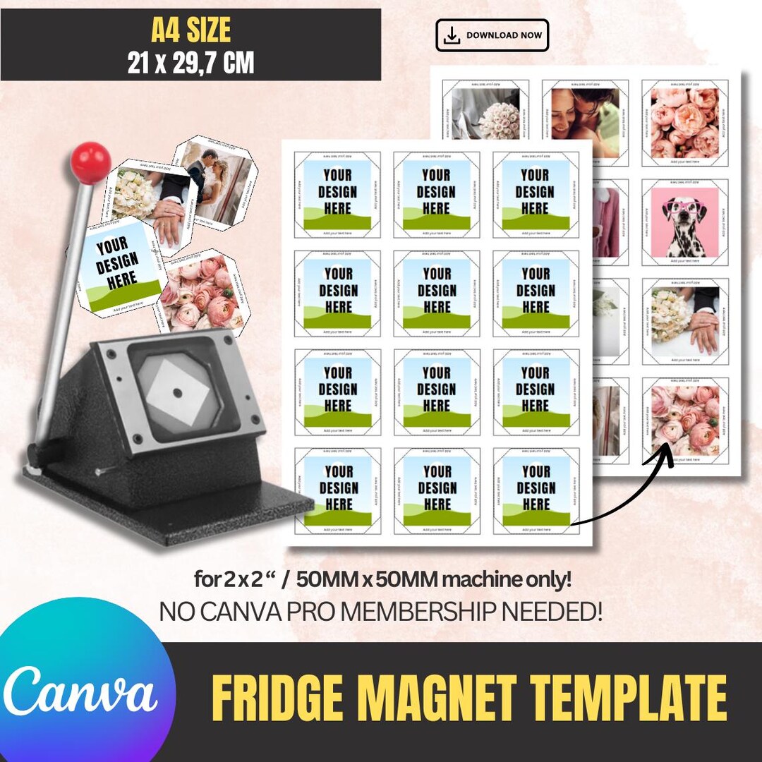 2x2 Fridge Magnet Template Photo Magnet Machine 50mmx50mm Square Magnet Template Editable in ...