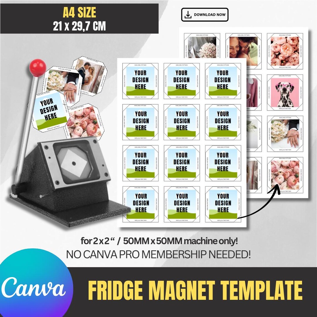 2 X 2 Inch Square Magnet Template Perfect for Photo Magnet Machine 2x2 ...