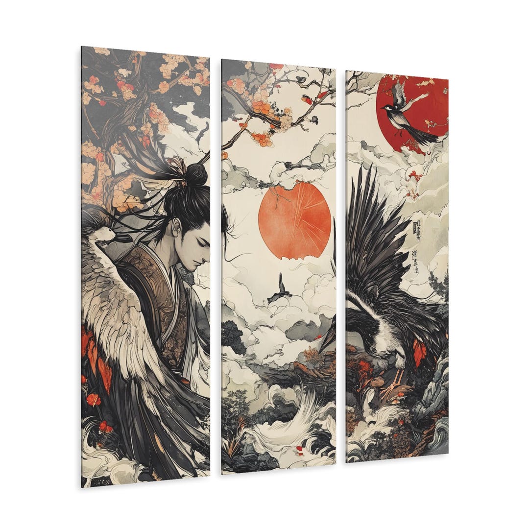 Japanese Panel Painting Wall Art for Home Decor Set of 3, Asian Artwork ...