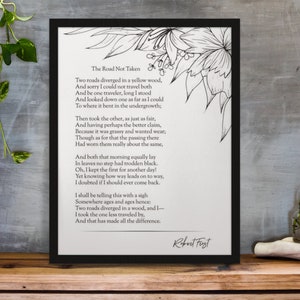 Framed Matte Poster the Road Not Taken Poem Robert Frost Framed Wall ...