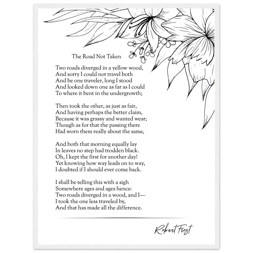 Framed Matte Poster the Road Not Taken Poem Robert Frost Framed Wall Art Minimalist Decor Wall ...