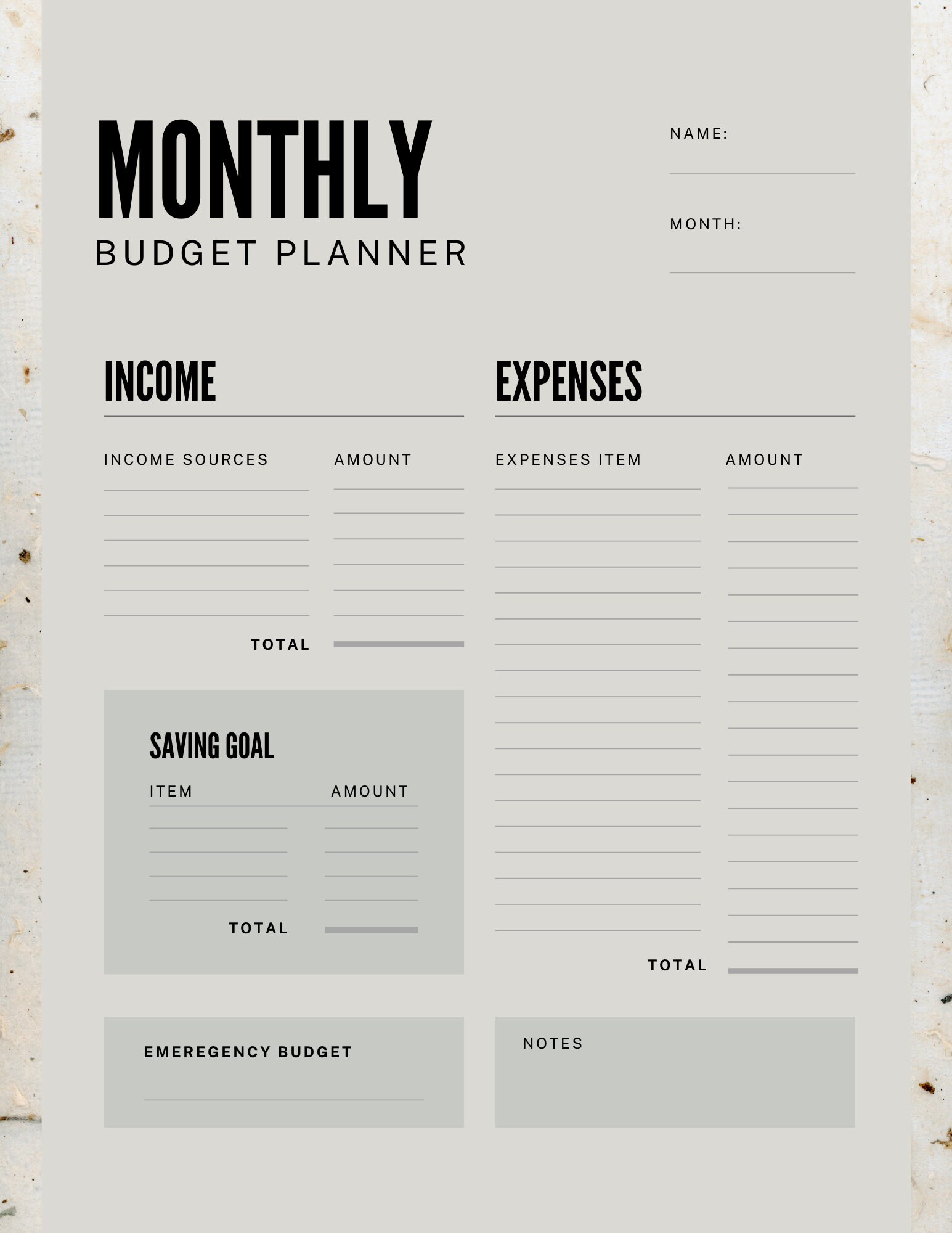 Editable Monthly Budget Planner, Financial Organizer, Expense Tracker ...