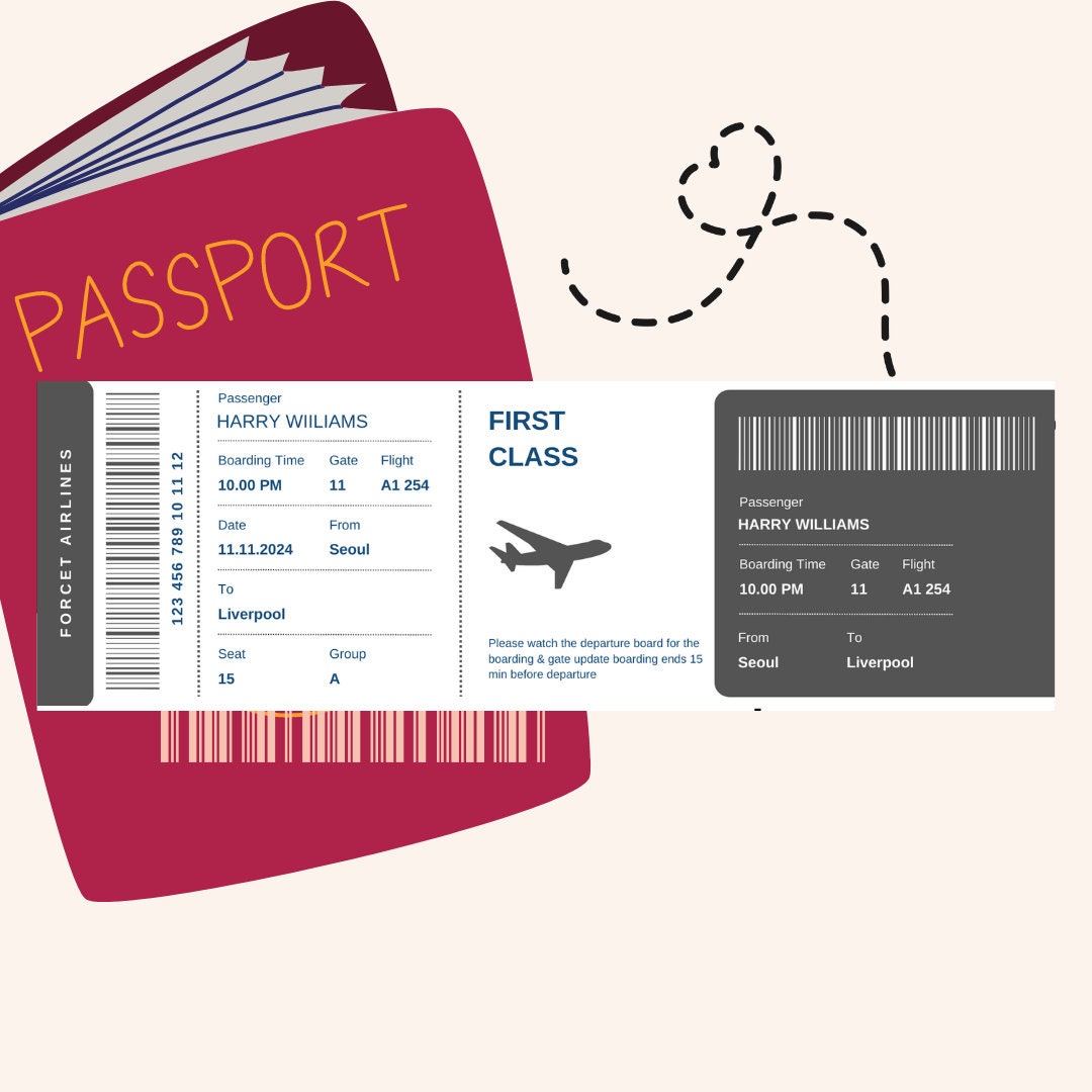 Editable Boarding Pass Ticket Template, Surprise Airline Gift, Delta ...