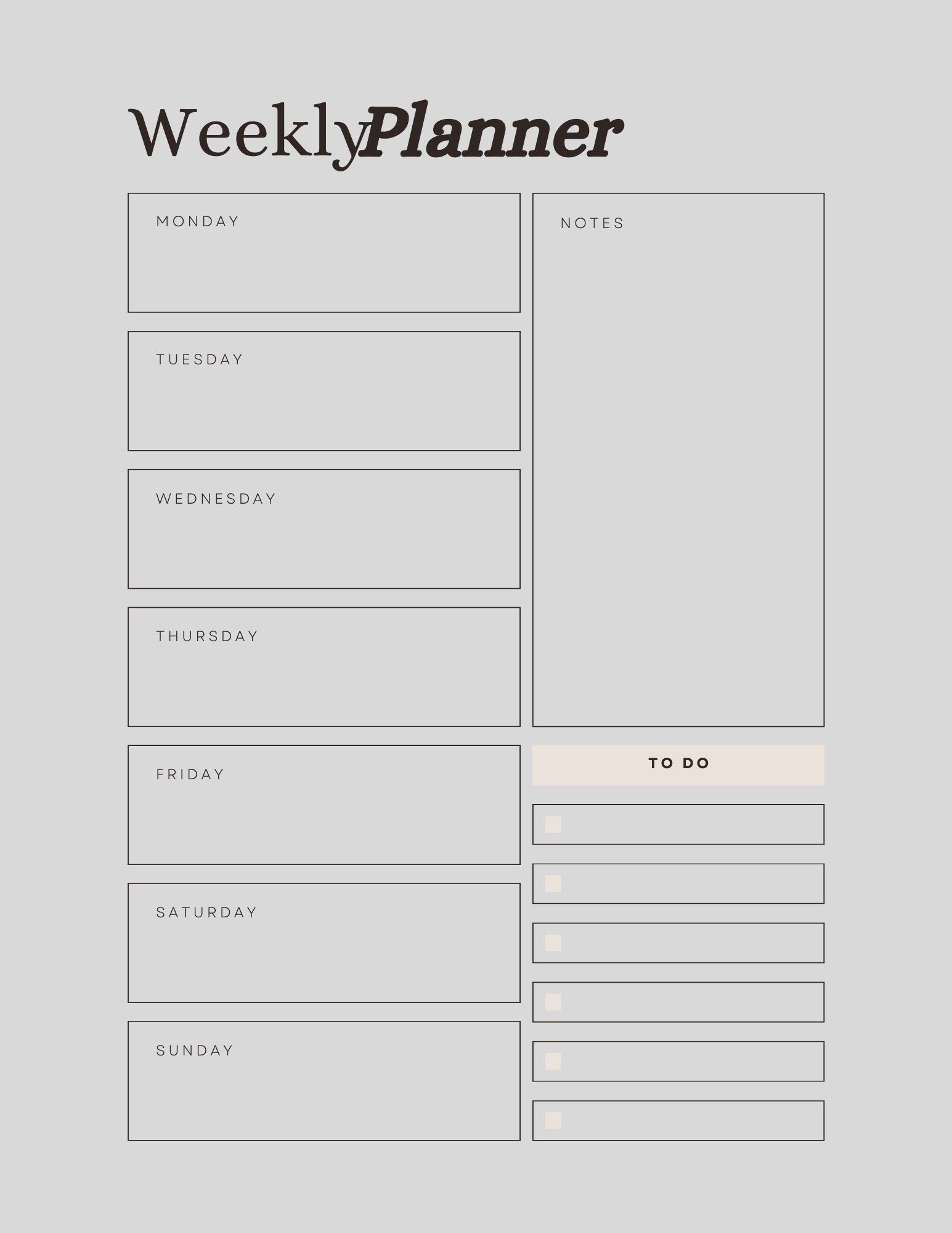 Elegant Printable Weekly Planner, Digital Planner, Organizer Template ...