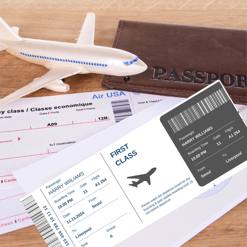 Editable Boarding Pass Ticket Template, Surprise Airline Gift, Delta ...