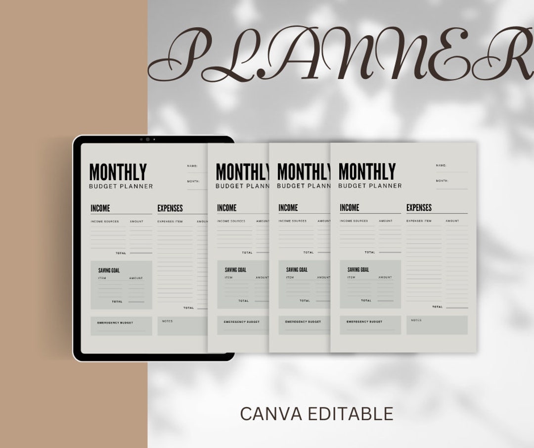 Editable Monthly Budget Planner, Financial Organizer, Expense Tracker ...