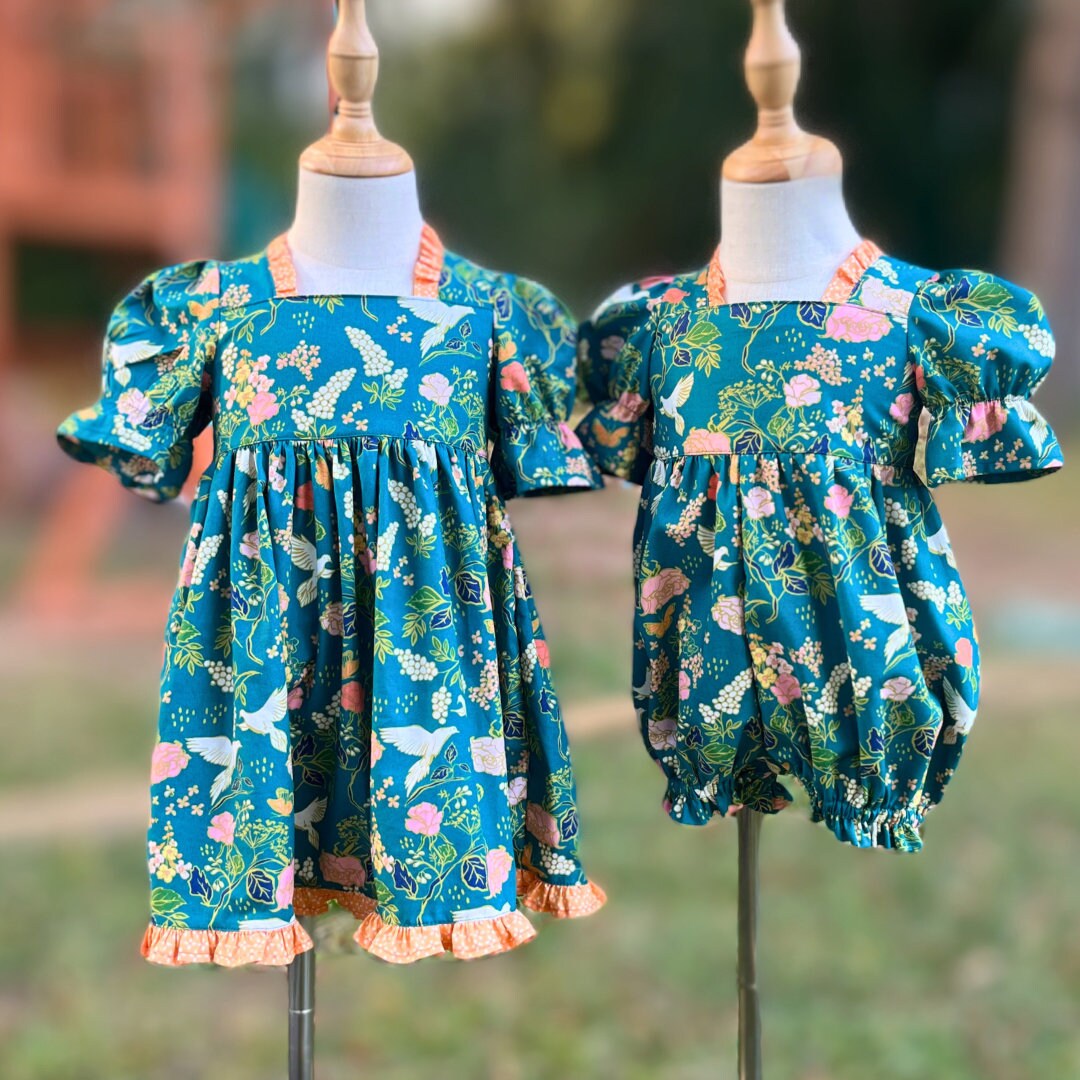 Girls Puff Sleeve Dress Puff Sleeve Romper Handmade From Etsy