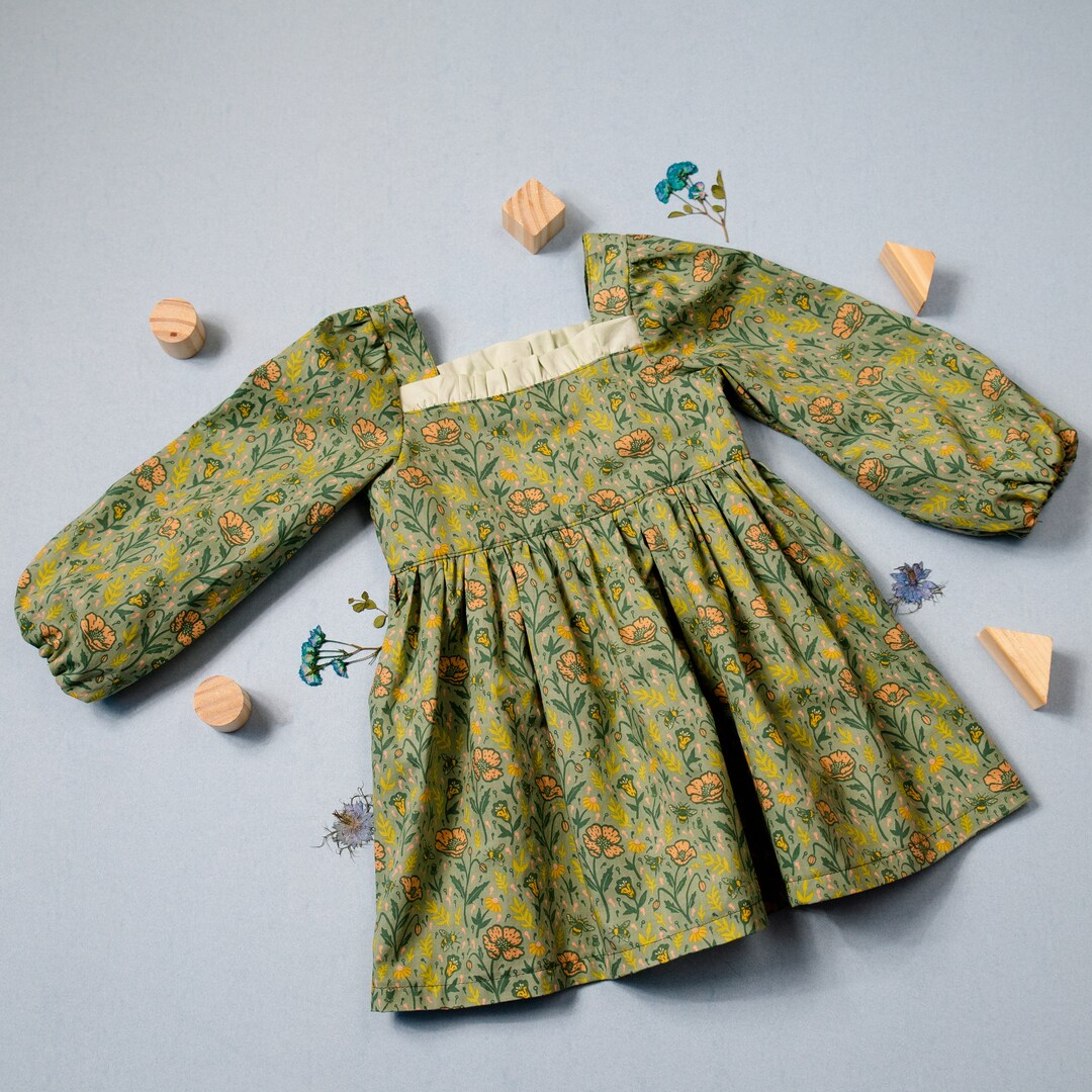 Girls Puff Sleeve Dress Organic Cotton - Etsy