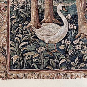 Vintage Swan Tapestry Wall Hanging Gold Border Medieval Design Room ...