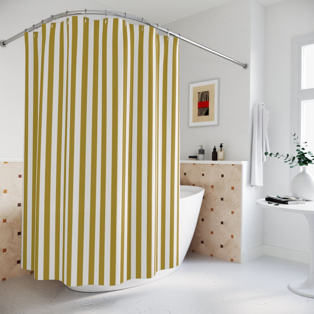 Shower Curtain Cottage Core Bath Curtain Stripe Bathroom Decor ...