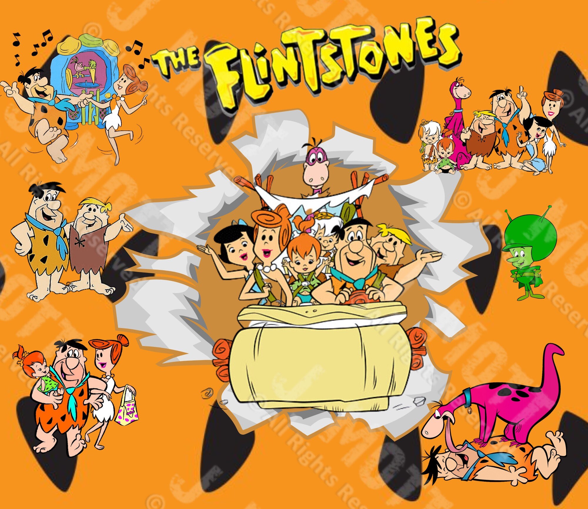 20oz Skinny Flintstones Tumbler Png Wrap - Etsy