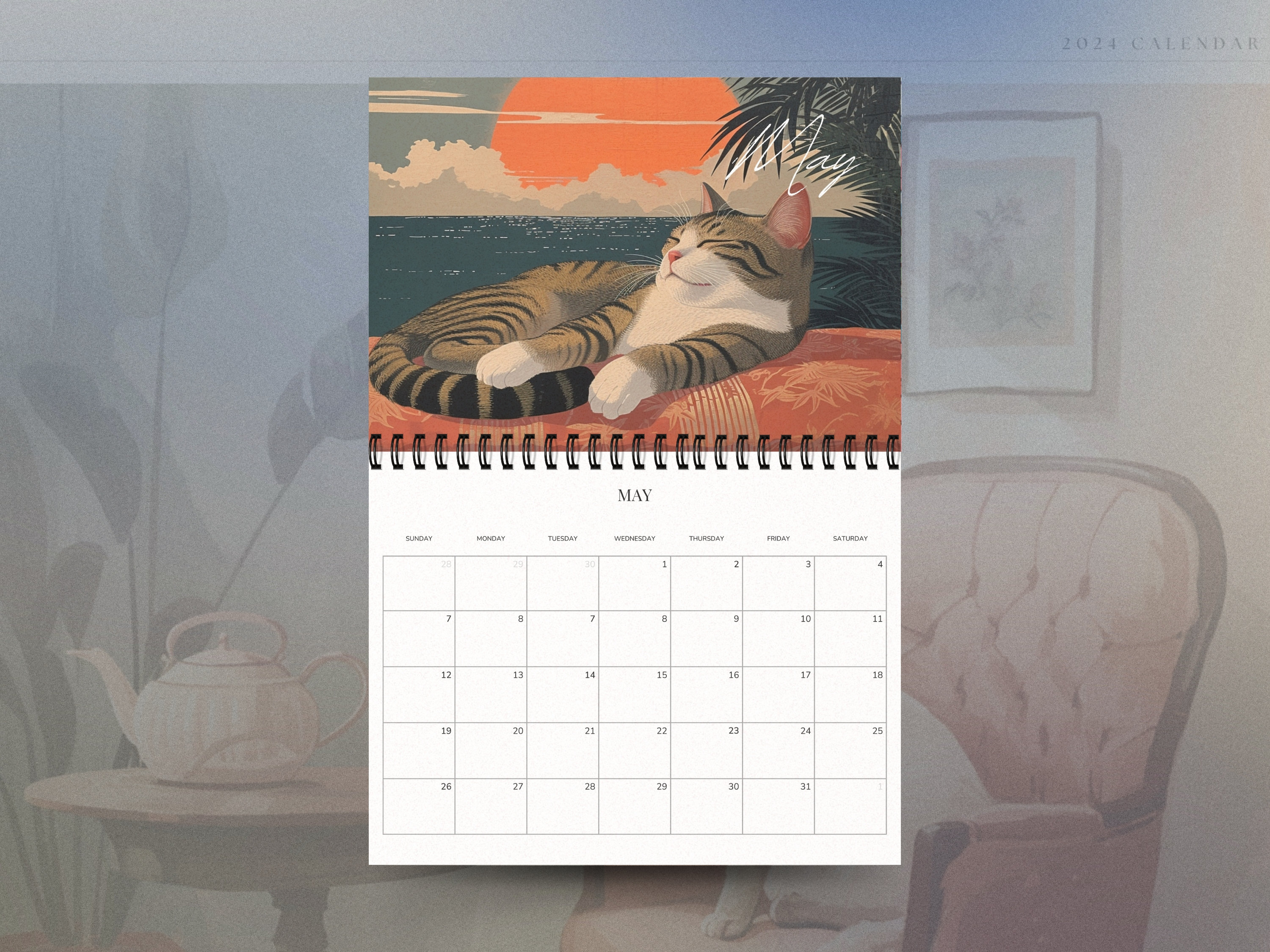 Calendario 2024 / Calendario de Gatos / Calendario de Pared / Calendario de 12 Meses / Gatos ...