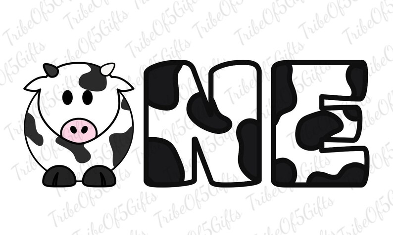 UNA impresión de vaca-SVG-Digital Download-First Birthday-Animal Print ...