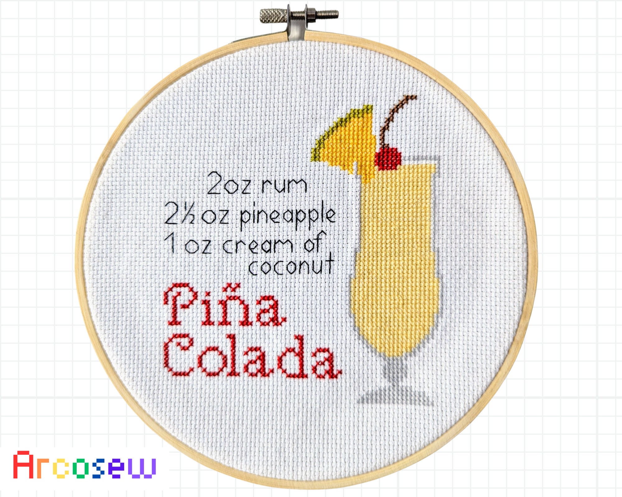 Pina Colada Cocktail Cross Stitch Pattern - Etsy