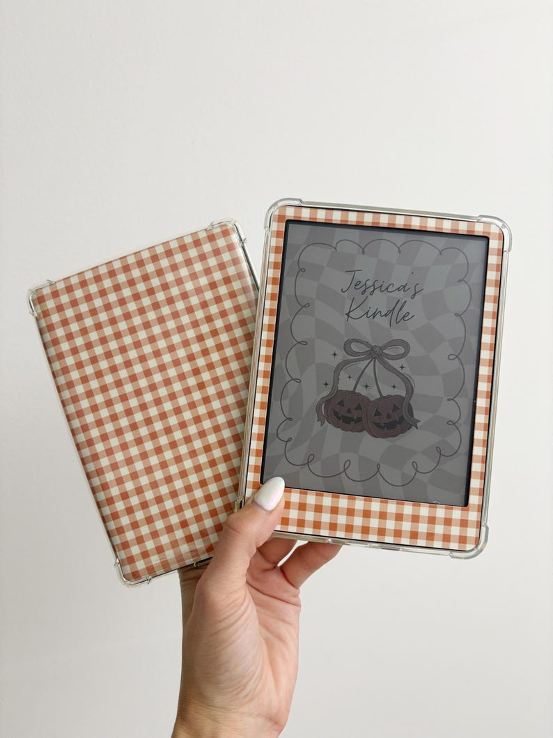 Burnt Orange & White Fall Gingham Kindle Skin – Autumn Aesthetic Decal ...