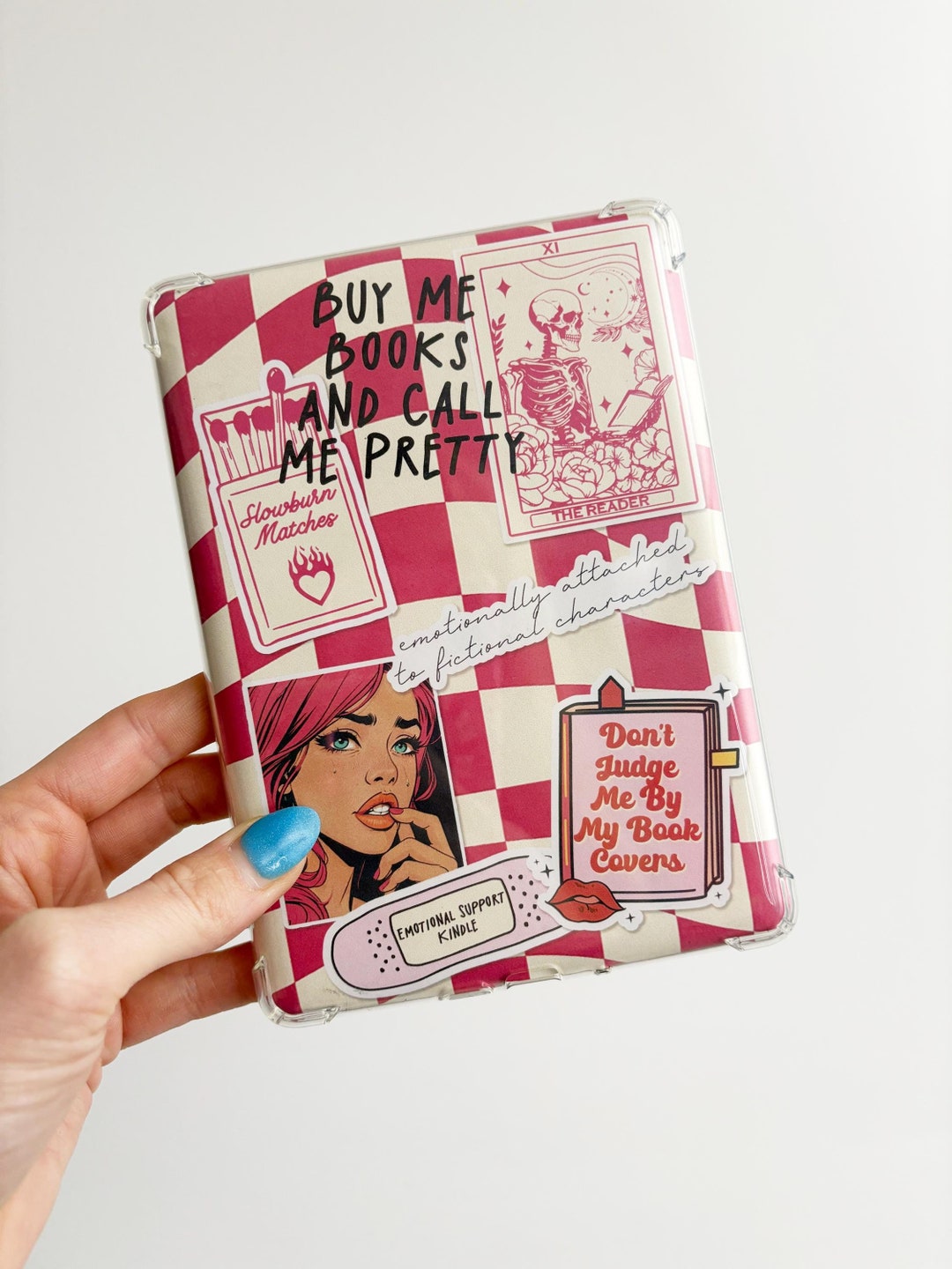 CHECKERED Kindle Insert for Clear Case - PRINTABLE - Pink Theme ...