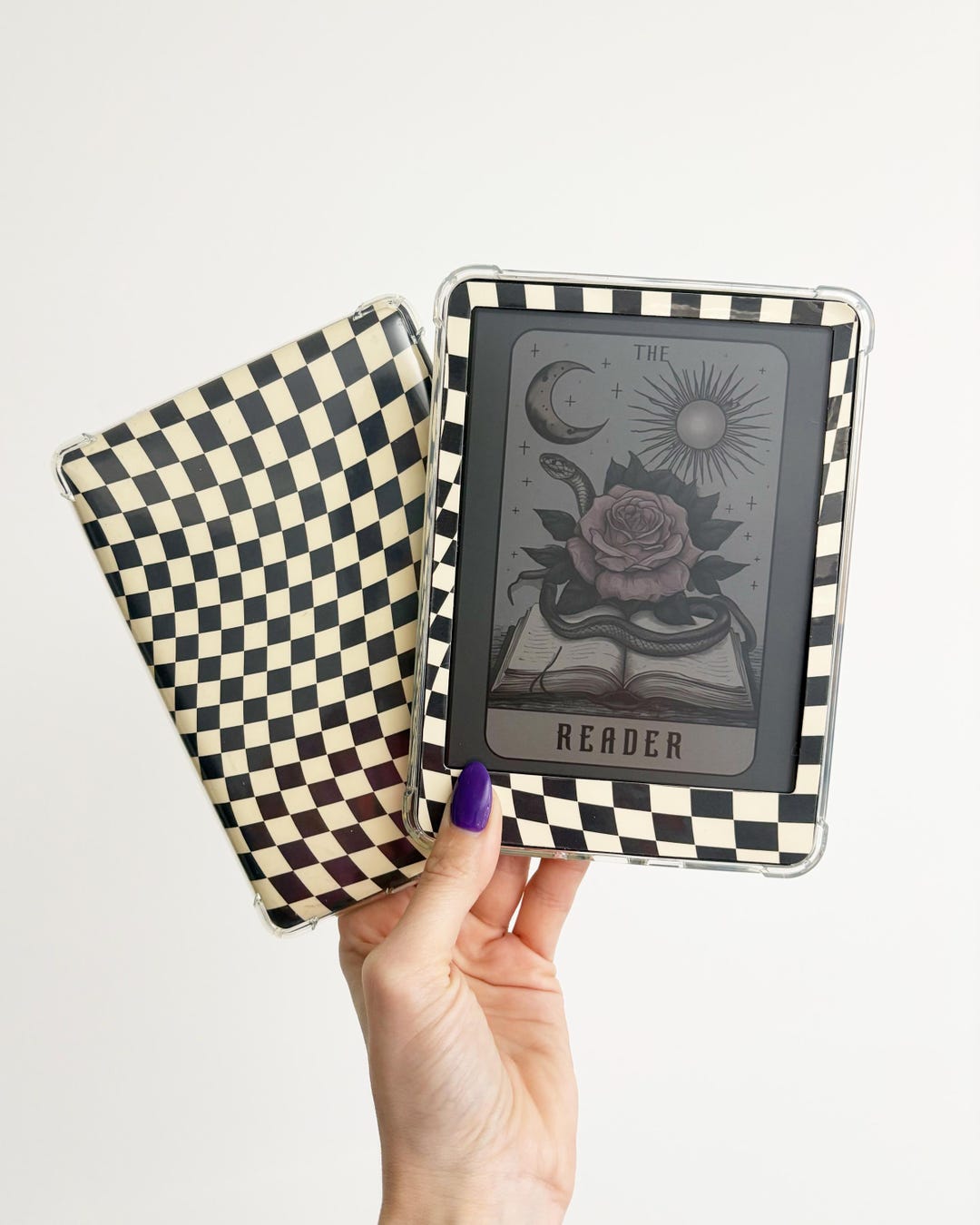 Checkered Black and Cream Kindle Skin – Kindle Girlie Aesthetic Vinyl ...