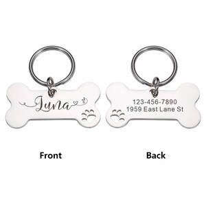 Dog Name Tag, Bone Dog Tag Personalized for Dogs, Engraved Dog Tag ...