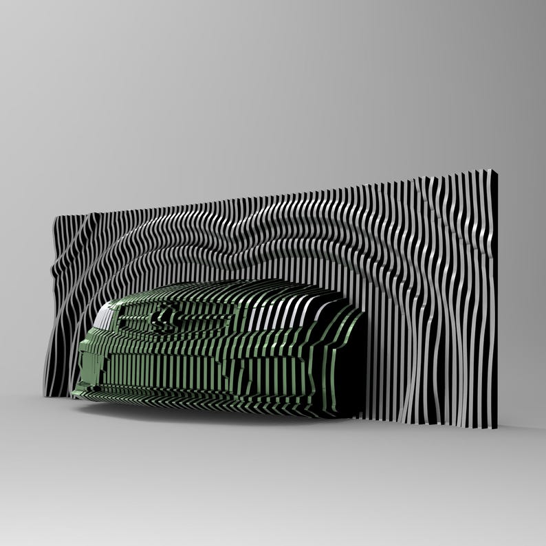 Parametric Wall Art - Wavy Wooden Laser Cut Decor - 3D Wall Decor ...