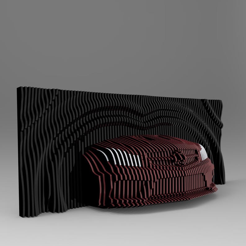 Parametric Wall Art - Wavy Wooden Laser Cut Decor - 3D Wall Decor ...