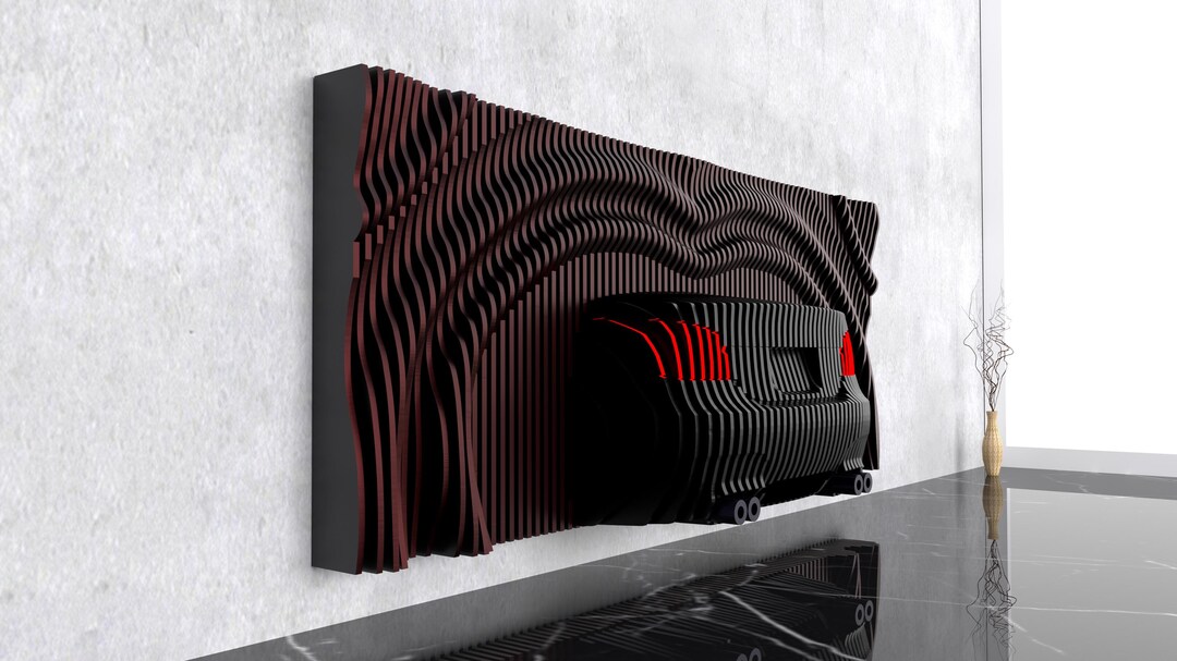 Wavy Wooden Parametric Car Parametric Car Decor Modern Wood Art Decor ...