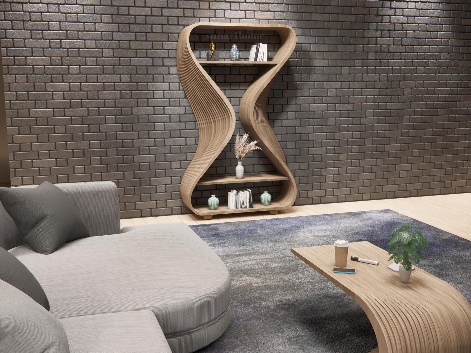 Parametric Bookshelf, Parametric Wooden Shelf, Organic Wood Design ...