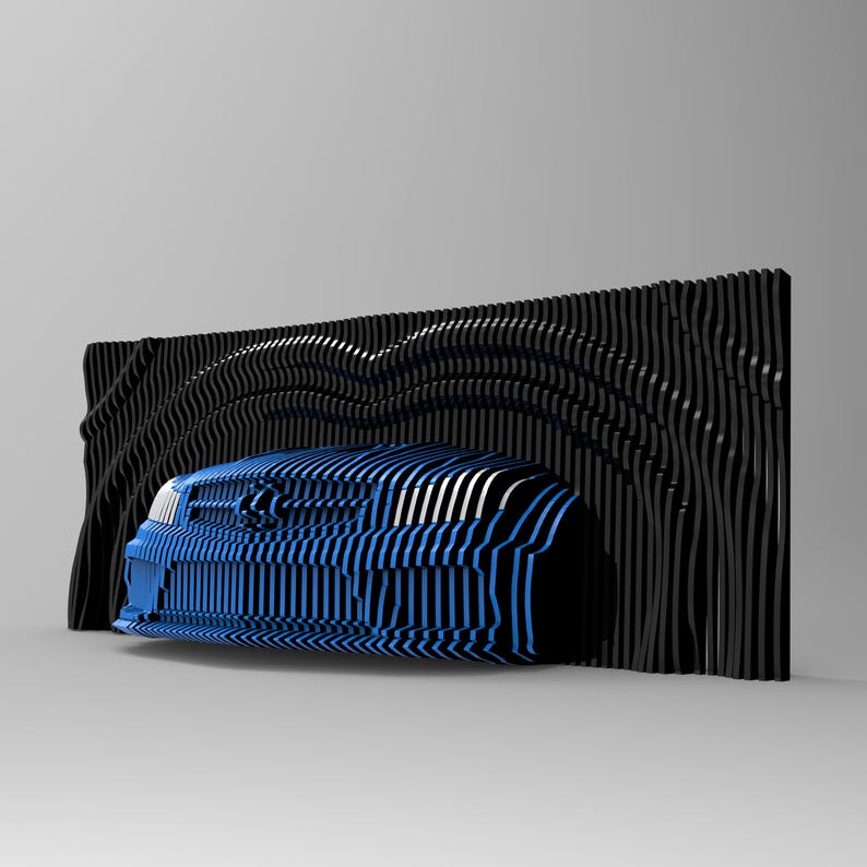 Parametric Wall Art - Wavy Wooden Laser Cut Decor - 3D Wall Decor ...