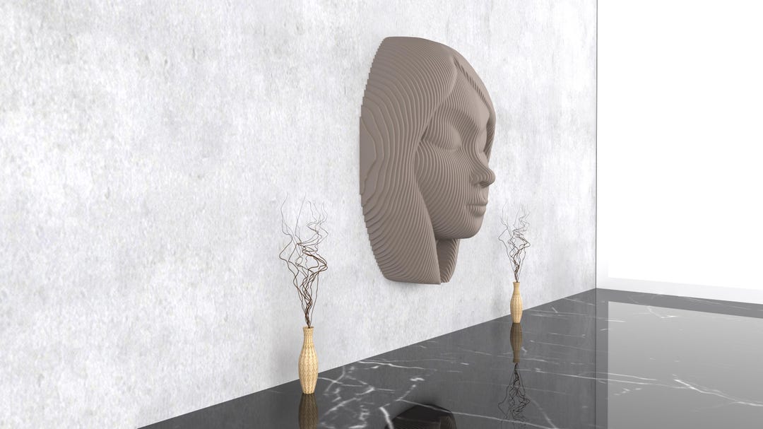 Parametric Woman Face Wall Decor, Parametric Face Wall Art, Unique ...