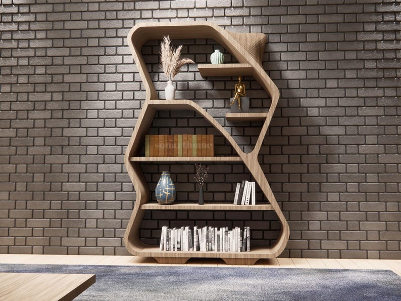 Parametric Shelf, Parametric Wooden Bookshelf, Modern Bookshelf Decor ...