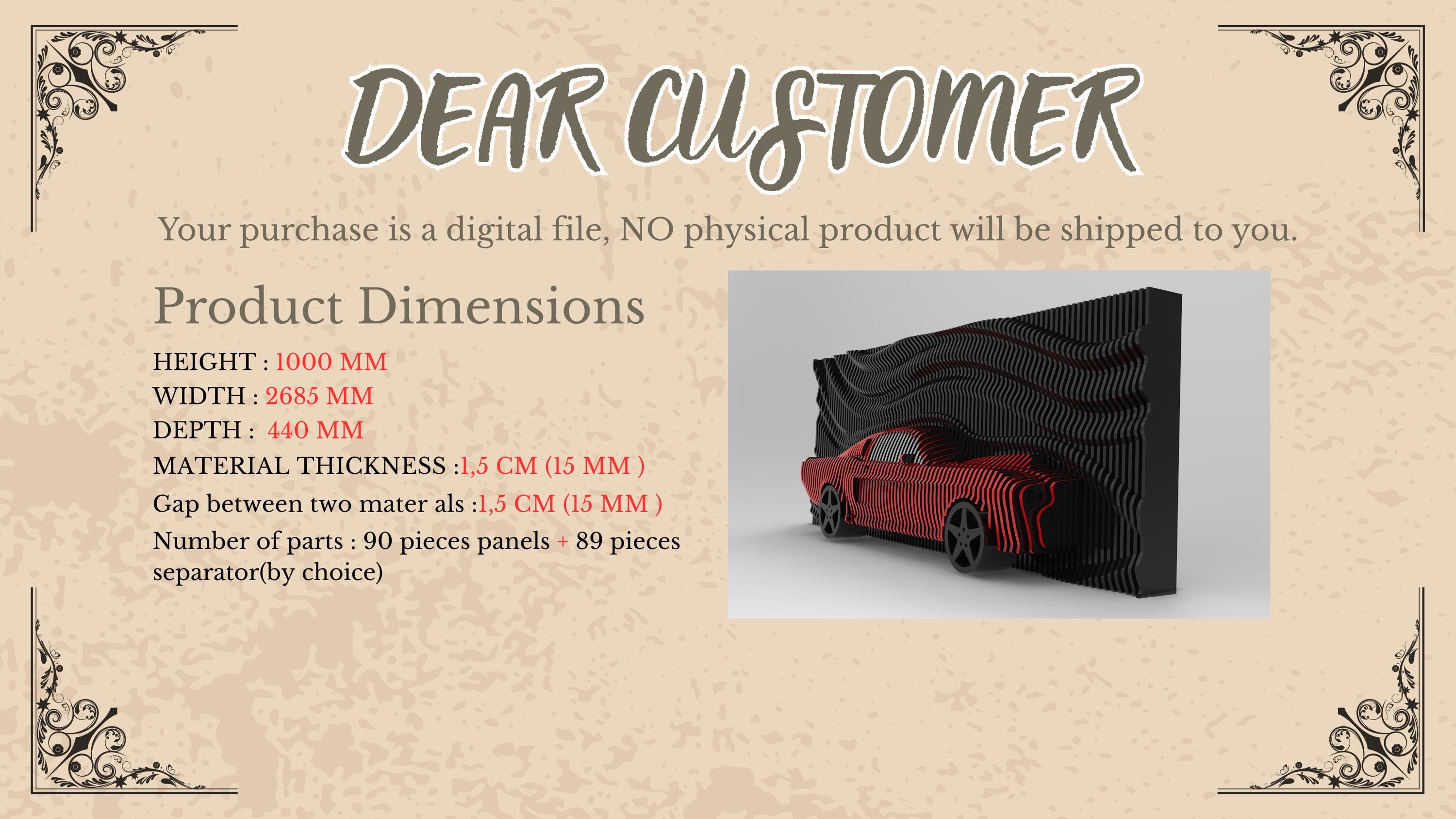 Parametric Car Model Wall Art - Wavy Wooden Laser Cut Home Decor ...