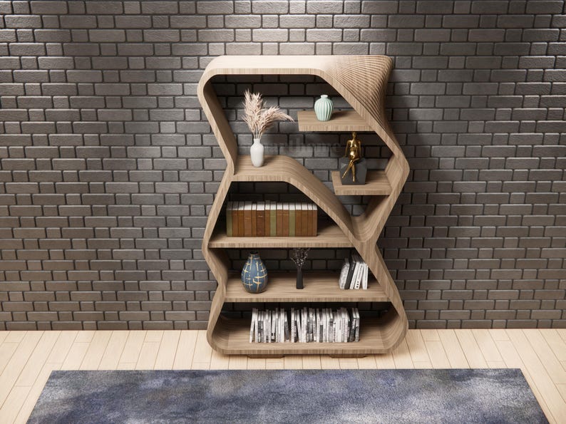 Parametric Shelf, Parametric Wooden Bookshelf, Modern Bookshelf Decor ...