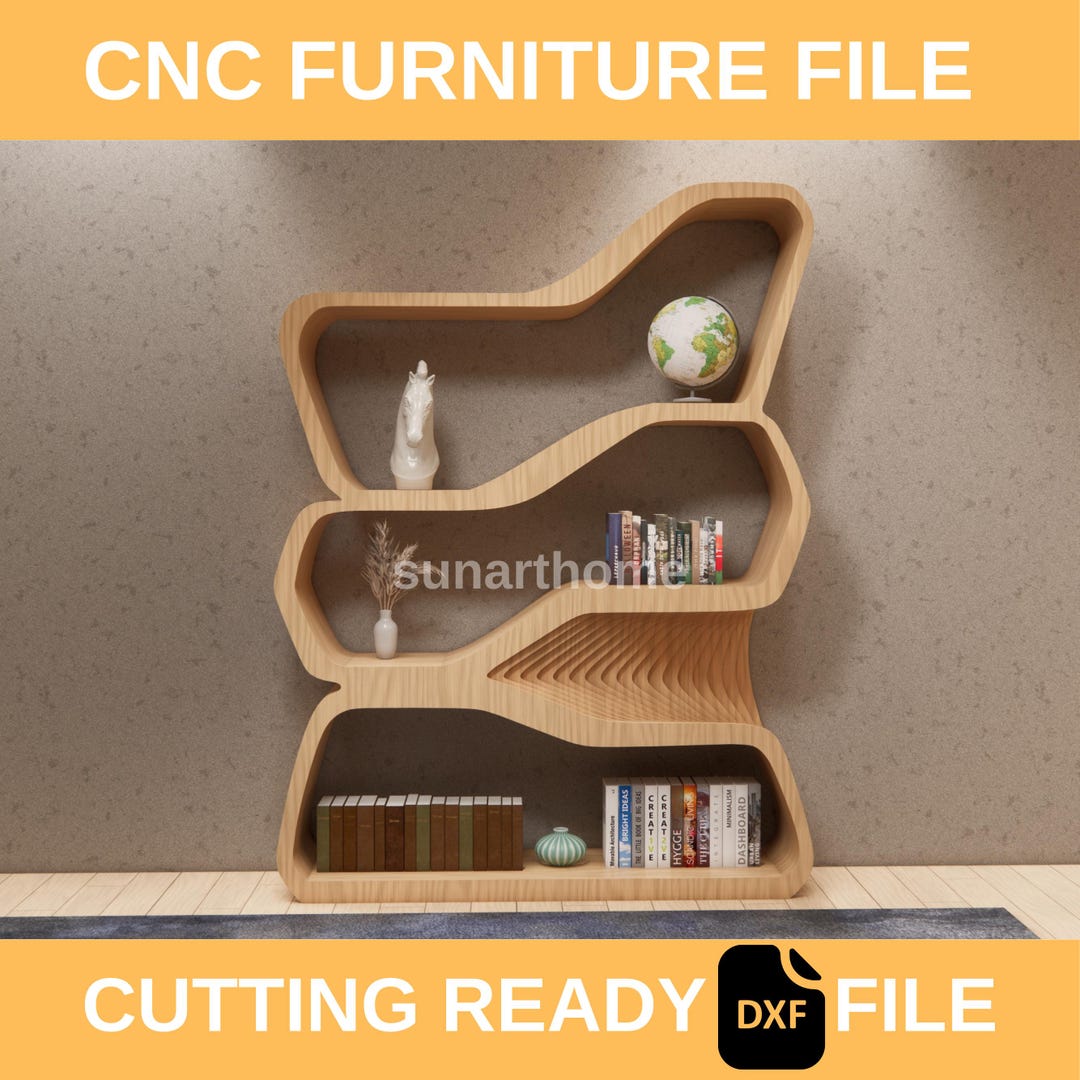 Solid Wood Bookcase , Parametric Wooden Bookshelf Design, CNC Router ...