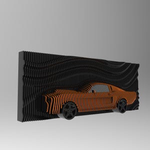 Parametric Car Model Wall Art - Wavy Wooden Laser Cut Home Decor ...